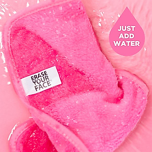 ERASE YOUR FACE Makeup Remover Cloths - Reusable Microfiber Face Towels to Cleanse & Remove Makeup - Water Activated, Dual-Sided Design for Easy Use (4 Count)