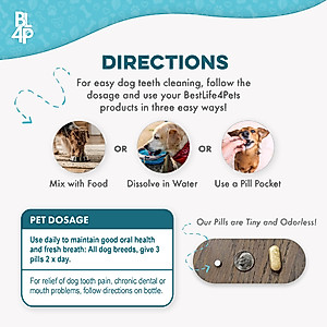 Dog Bad Breath Treatment & Dog Dental Care Solution - Natural Supplement for Canine Oral Health - Dog Tooth Pain Relief, Plaque Control, Gum Disease, Gingivitis - 400 Odorless, Tasteless Pills