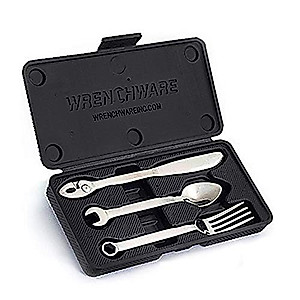 WRENCHWARE – LARGE 3-piece Silverware Set Tool Fork, Knife and Spoon + Silverware Case Storage - Unique Novelty Flatware & Cutlery Set - Kitchen Utensil Set is a Greata Gift & Conversation Piece
