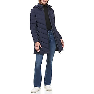 Calvin Klein Women's Chevron Quilting Casual Lightweight Jacket, Dark Navy, Medium