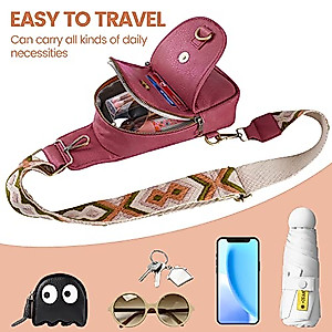 KFXFENQ Sling Bag for Women PU Leather Sling Bag Small Crossbody Sling Backpack Multipurpose Chest Bag for Women Cycling (Cameo Brown)