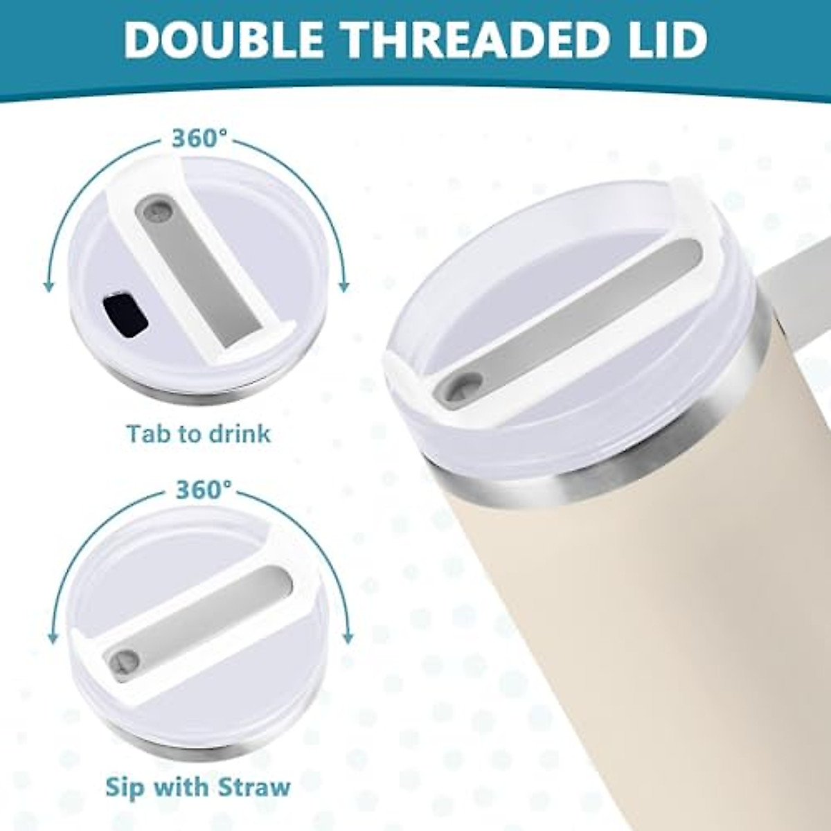 Emelivor Beige 40 oz Tumbler with Lid and Straw Insulated Tumblers with Handle Travel Coffee Mug Cup Large Water Bottles Cup for Hot and Iced Cold Drinks