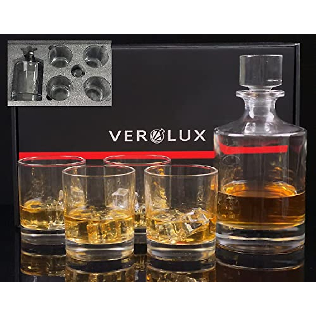 Verolux Whiskey Decanter 2 Sets in Gift Box - Christmas Holiday, Birthday gifts for men and women - Home Bar Accessories for Bourbon, Scotch, Liquor, Whisky, Gin, Rum, Tequila, Vodka and Brandy
