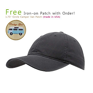 Classic Washed Cotton Twill Low Profile Adjustable Baseball Cap (Charcoal Gray B)