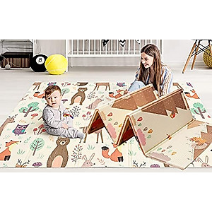 Play Mat Playmat Baby Mat Folding Crawling Large Foam Mat Portable Playmat for Babies (Fox)
