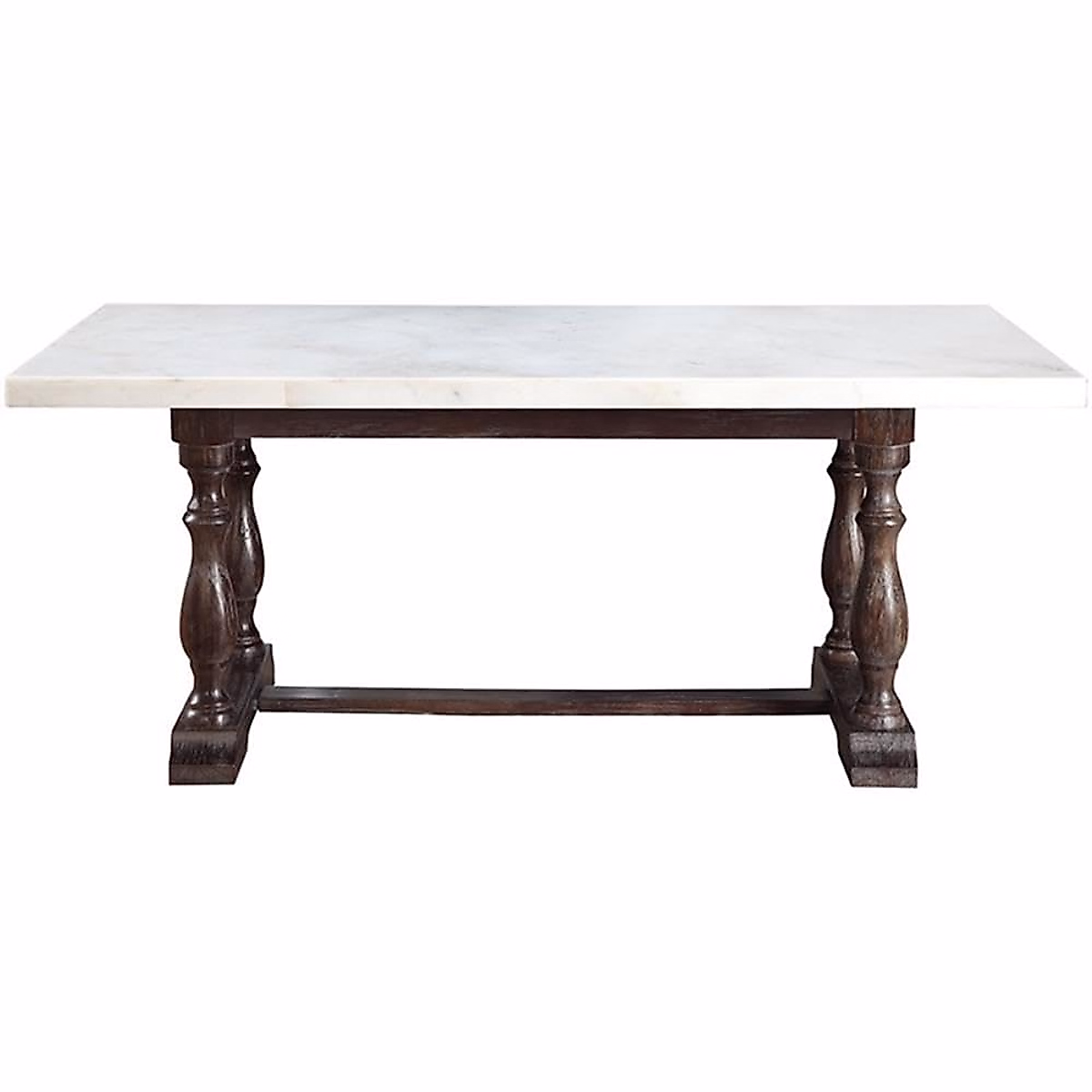 Acme Gerardo 72" Marble Top Dining Table in White and Espresso