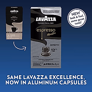 Lavazza Espresso Ristretto Dark Roast Arabica & Robusta Aluminum Capsules Compatible with Nespresso Original Machines (Pack of 60) ,Value Pack, Intense and full bodied, dark crema, Intensity 12 of 13