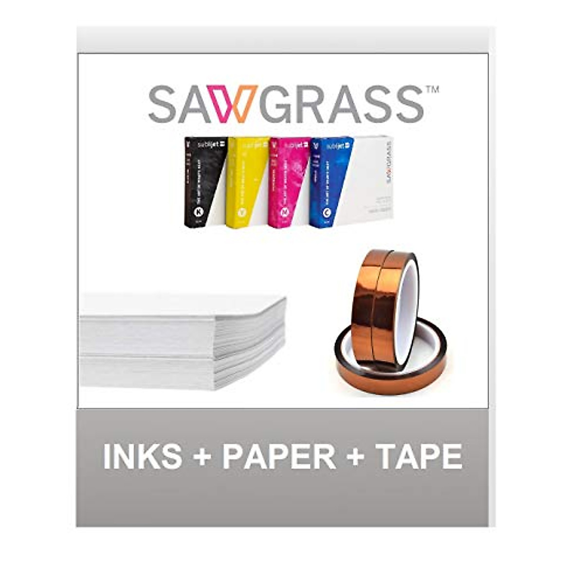 Sawgrass SG500 ink Sublijet UHD with 110 Sheets SUBLIMAX Paper & 3 Rolls Tape Cyan Yellow Magenta Black