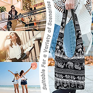 Fecialy Bohemian Shoulder Bag Printed Hippie Hobo Sling Bags Canvas Crossbody Bag for Women