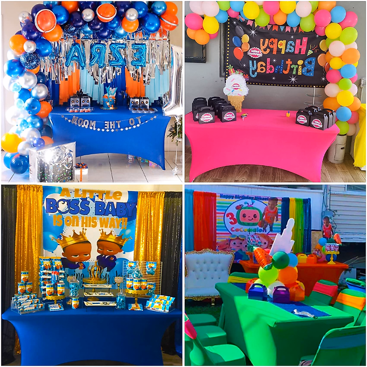 SUPERO Waterproof Spandex Table Cover for 8FT Table Universal Fitted Stretch Tablecloth for Party, Banquet, Wedding and Events-White