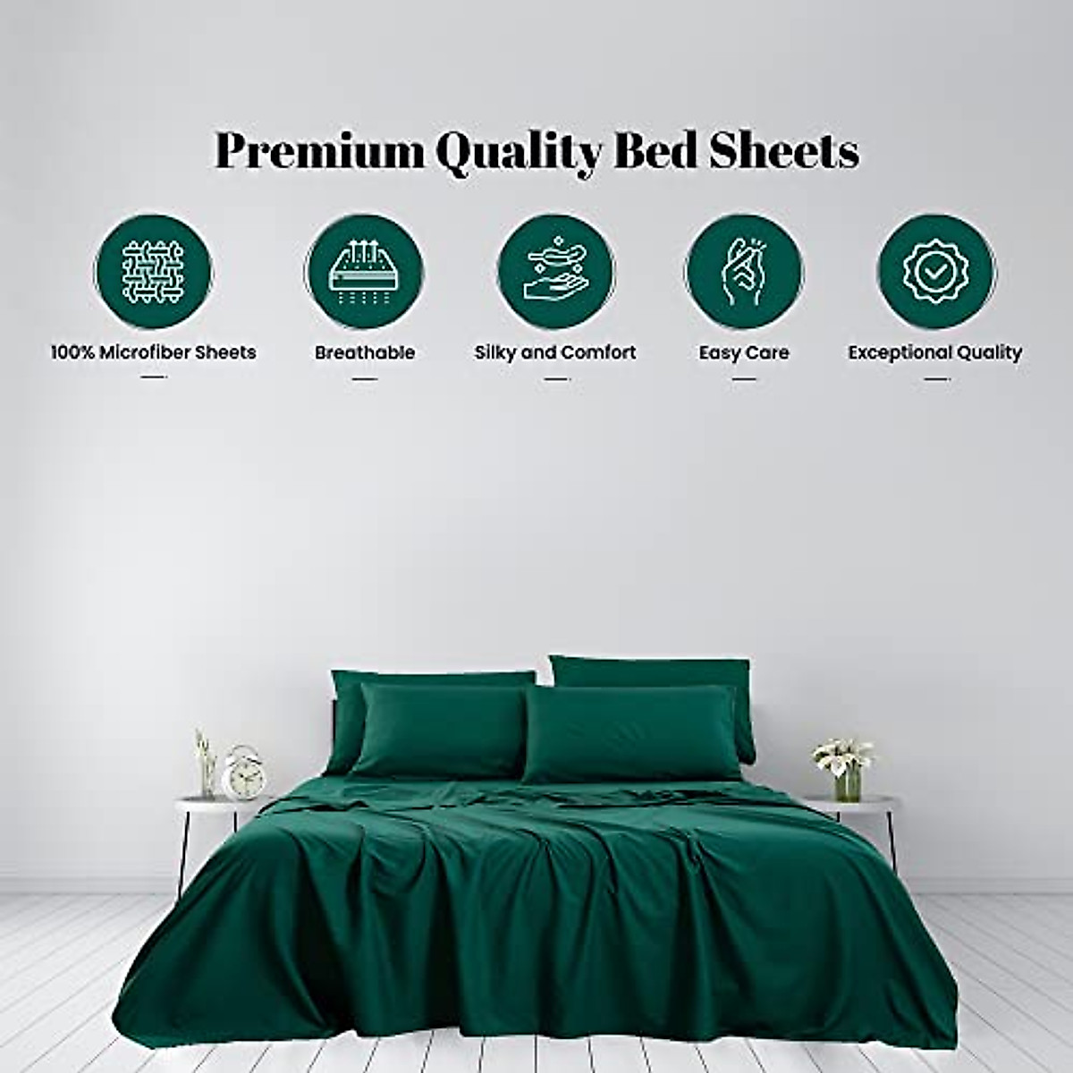 Bedlifes Twin Sheets Set- Cooling Sheets-Ultra Soft-Silky-Breathable-Deep Pocket- 1800 Series Bedding Set Microfiber- Green Bed Sheets Twin Size 3 Pieces