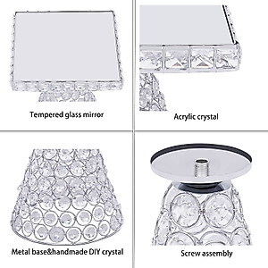 3pcs Crystal Cake Stand, Mirror Cake Tray Dessert Cupcake Pastry Candy Display Plate for Christmas Wedding Event Party Decoration (Silver)