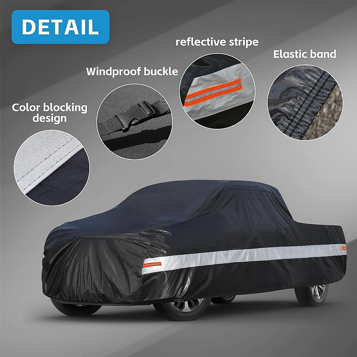 Holthly 10 Layers Truck Cover Waterproof All Weather. Pickup Truck Cover Rain UV Protection. Length: Up to 210 inches, Universal Fit Most Regular Cab Short Box Ford F100 Chevy C10 S10 Ram 150 250.