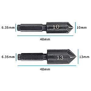 MOOKEENONE 2X Chamfer Cutters, High Carbon Steel Countersink Drill Bit Set 1/4 Hex Shank Cutting Tool