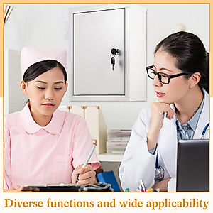 Wonderjune Medicine Cabinet with Lock Wall Mount Medicine Cabinet 14" x 11" First Aid Wall Cabinet with Lock Wall Mounted Bathroom Storage Hanging Medical Cabinet for Bathroom Locker Room, White