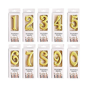 PHD CAKE 10-Count 0-9 Gold Number Birthday Candles, Number One Birthday, Gold Number Candles, Party Celebration, Baby Showers