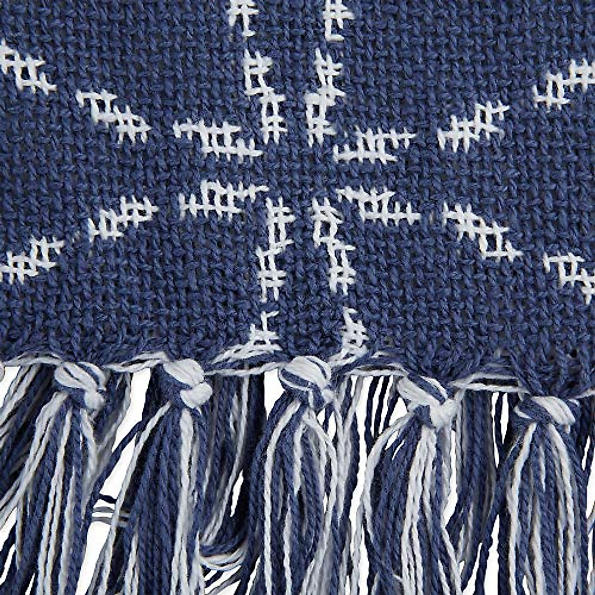 DII French Blue Concentric Circles Throw with Fringe, 50x60