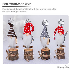 FOMIYES Christmas Decor 6pcs Christmas Gnomes Photo Holders, Christmas Table Number Place Holders, Wooden Base Name Cards Stands, Notepads Stand for Christmas Party Favors Wood Decor