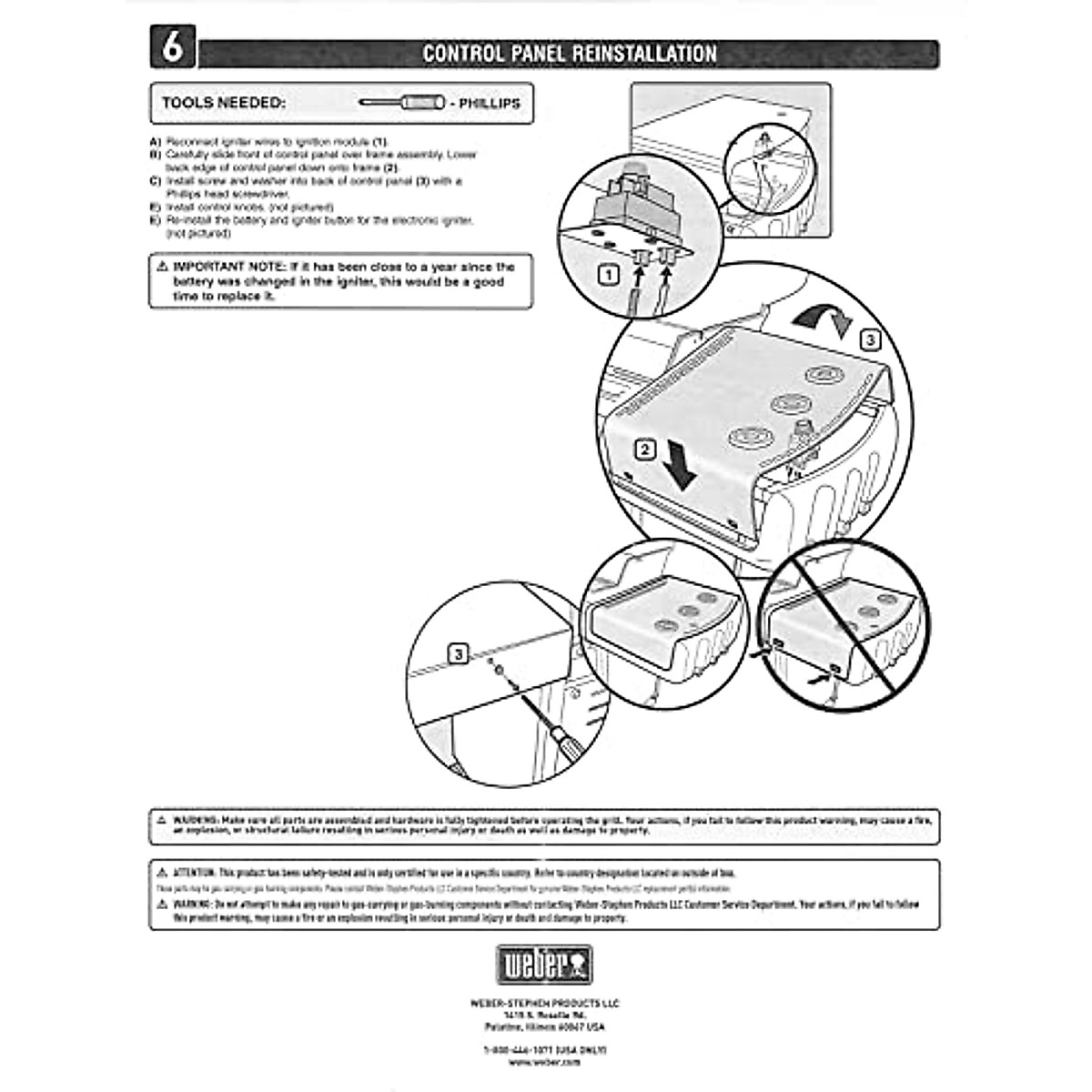 Weber 67847 Battery Electronic Igniter Kit with Ceramic Collector Box for Genesis (2008-2010)