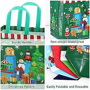 FUHITIM 24 Pack Christmas Gift Bags, Non-Woven Christmas Bags Includes 4 Large, 10 Medium, 10 Small, Christmas Tote Bags with Handlesfor Gifts Christmas Party Holiday