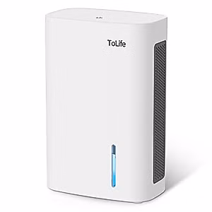 ToLife Dehumidifiers for Home, 62 OZ Dehumidifier for Room with Auto Shut Off, Sleep Mode (800 sq. ft) Portable Dehumidifier for Bathroom, Bedroom, Basement, RV, 7 Colors LED Light, White