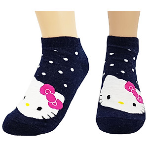JJMax Women's Hello Kitty Cotton Ankle Socks Set, Cotton Blend Set, One Size,4 Pack