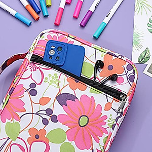 Floral Bible Cover, Carrying Book Case Church Bag Bible Protective with Handle and Zippered Pocket, for Men Women Father Kids 10.4" x7.8"x2.2"