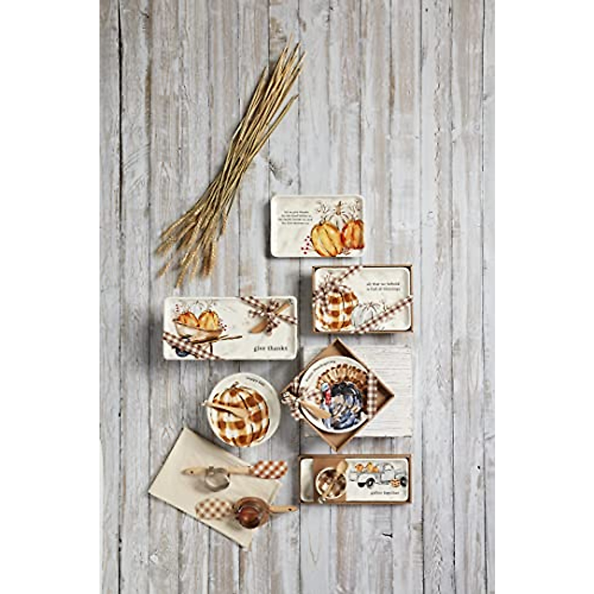 Mud Pie Pumpkin Small Harvest Platter, Let Us, 7" x 10.5", 7" x 10 1/2"