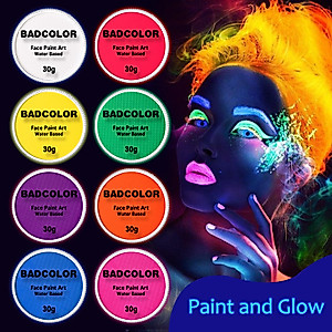 Neon Hot Pink UV Face Body Paint(30g/1oz), Water Based Blacklight Fluorescent Glow Face Body Painting Color for Music Festivals, Nights Out, Halloween, Sports and Party