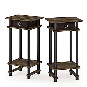 Furinno Turn-N-Tube Tall End Table, Columbia Walnut/Black/Dark Brown