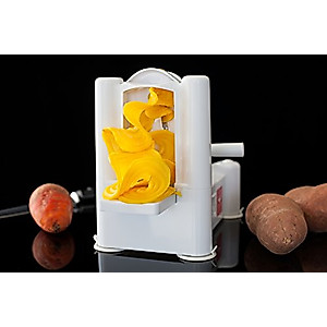 Paderno World Cuisine 6-Blade Vegetable Slicer / Spiralizer, Counter-Mounted and includes 6 Different Stainless Steel Blades