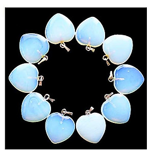 Creative Club 1pc You Are My Only Love Opal Gemstone Large Heart Pendant Necklace Healing Reiki Chakras Energy Rock 26 Inch Stainless Steel Surgical Jewelry GGP8-B7