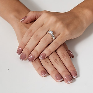 MABELLA Cubic Zirconia Engagement Ring- AAA+ Round Cut 925 Sterling Silver Rings for Women - Classic, CZ Solitaire Engagement Ring- Cute Faux Wedding Rings, Promise Ring for Her