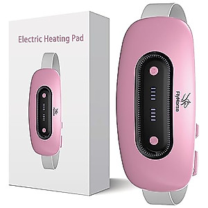 Electric Heating Pad, Portable Cordless Menstrual Heating Pad with 4 Heat Levels and 4 Massage Modes, Heating Pad for Cramps,Back Pain Relief (Pink)