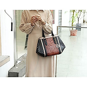 MKF satchel bags for women, Featuring a faux crocodile-embossed finish crossover handbag, shoulder side messenger bag Navy