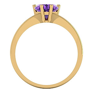 Clara Pucci 1.50 ct Heart Cut Solitaire split shank Natural Amethyst Bridal Designer Anniversary Engagement Ring 14k Yellow Gold