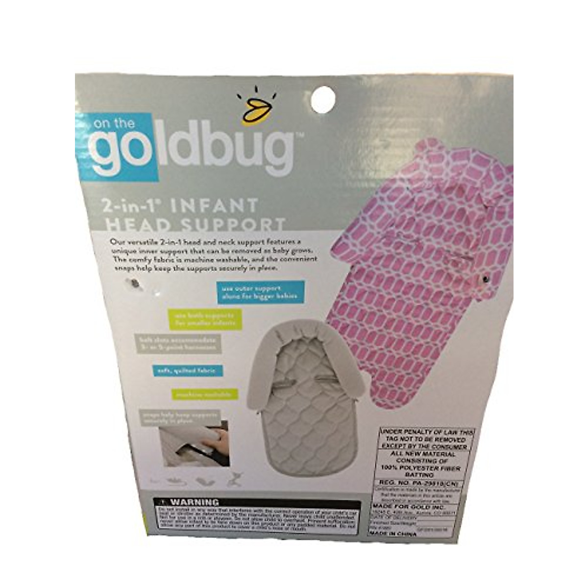 Goldbug 2-in-1 Infant Car Seat Head Support Pink, White