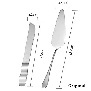 Cake Knife and Server Set, Classic Design Food Grade Stainless Steel Cake Cutting Set for Wedding Include Cake Cutter and Cake Server, Cake Cutting Set for Wedding, Anniversary, Birthday Party