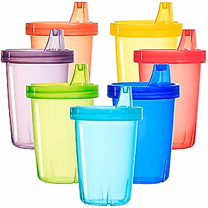 Youngever 7 Pack Kids Sippy Cups, Sippy Cups for Infant, Kids, Toddler, 7 Assorted Color Sippy Cups