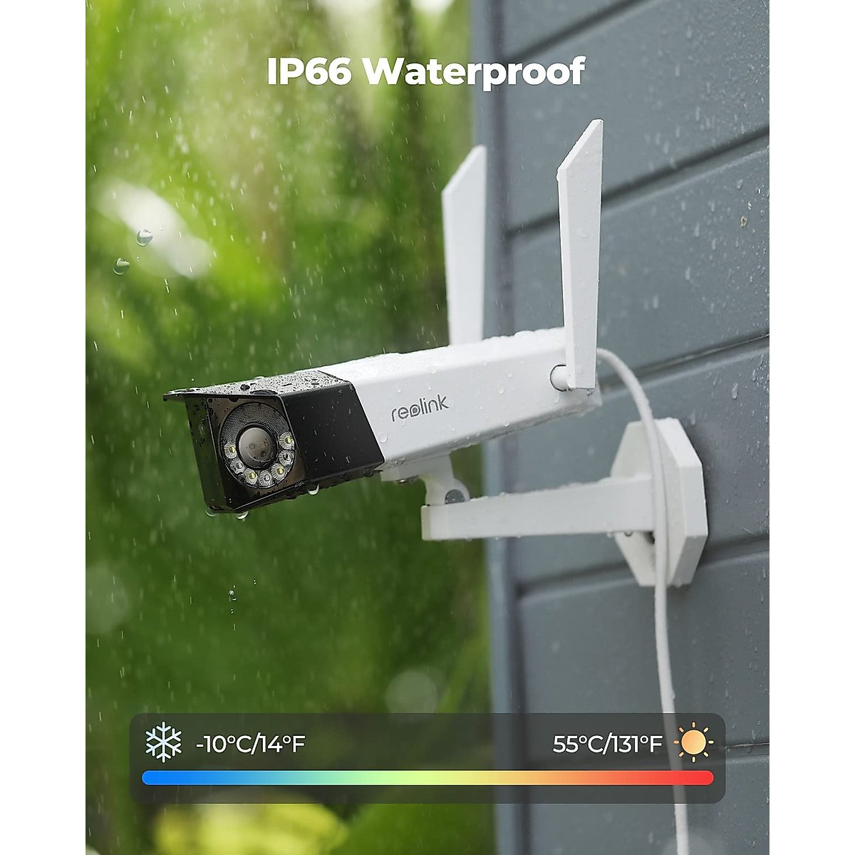 REOLINK 4K WiFi Security Camera with Ultra-Wide Angle, 2.4/5 GHz Plug-in WiFi Outdoor Camera, Smart Human/Vehicle/Pet Detection, Color Night Vision, Two-Way Audio, IP66 Waterproof, Duo 2 WiFi