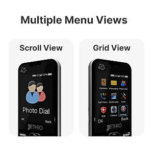 Jethro SC490 4G Unlocked Senior Cell Phone/Plan 6 Months, Unlimited Talk & Text, SIM Card Included, Easy-to-Use for Elders and Kids, Big Screen and Buttons, FCC Certified