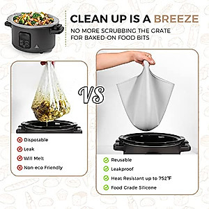 Silicone Slow Cooker Liners Compatible with 6-8 Quarts Crockpot, Reusable Slow Cooker Liner (Grey and Yellow)