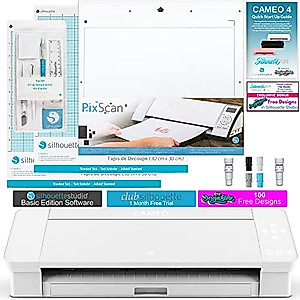 Silhouette Cameo 4 Extras Bundle with Extra AutoBlade, Extra Cutting mat, Tool Kit, PixScan Mat, and Start up Guide for Cameo 4 with Bonus Designs