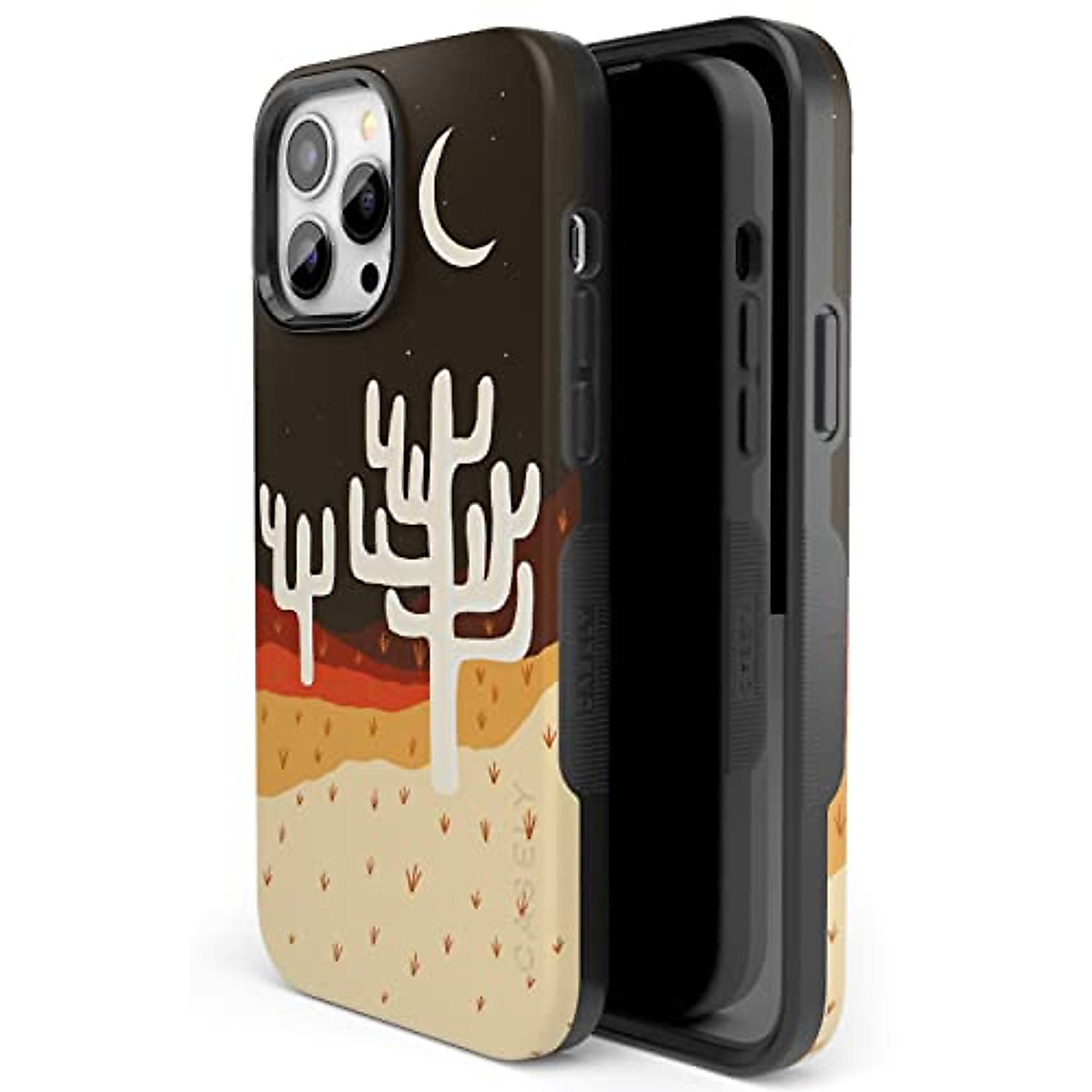 Casely Case Compatible with iPhone 14 Pro Max | Compatible with MagSafe | Desert Nights | Cactus & Moon Western Colorblock Case