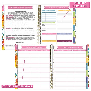 bloom daily planners New Undated Academic Year Teacher Planner & Calendar with Frosted Protective Cover - 7 Period Lesson Plan Organizer Book (9" x 11") - Teacher with a Plan
