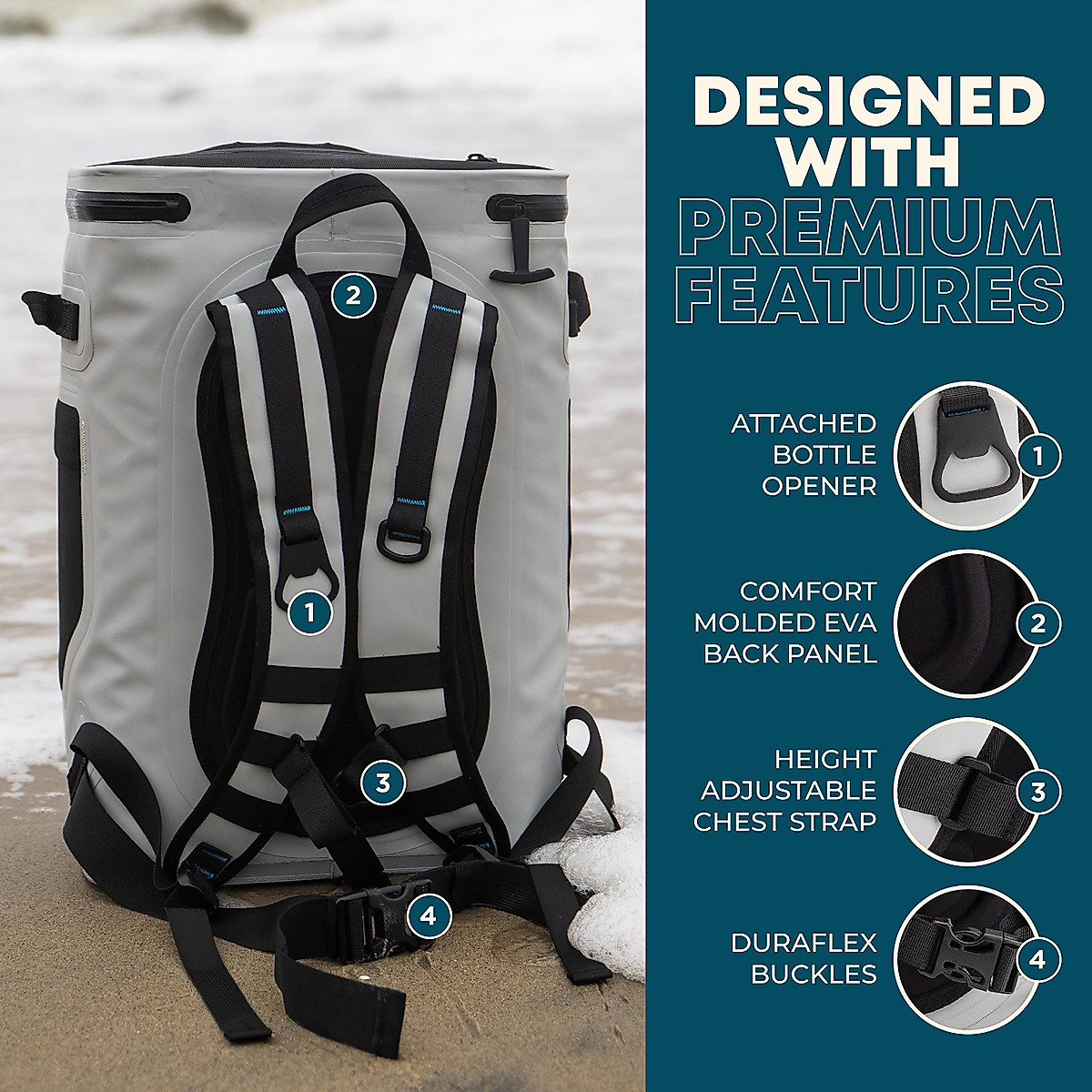 Earth Pak Loch Series Cooler Backpack - Holds 24 Cans, Waterproof, Comfortable, Extra Storage