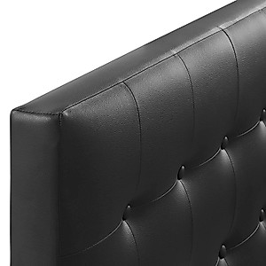 Modway Emily Tufted Button Faux Leather Upholstered Twin Headboard in Black
