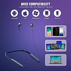 MGGZXR Wireless Neckband Earbuds with TF Card Slot,50 Hour Bluetooth Headphones Long Battery Life Earphones Bluetooth Headset Neck Built-in Noise Cancelling Mic Waterproof for Workout,Running,Driving