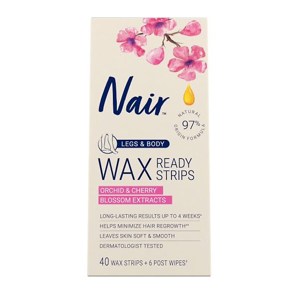 Nair Hair Remover Wax Ready-Strips 40 Count Legs/Body (3 Pack)