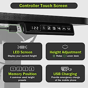 ENSTVER Electric Height Adjustable Standing Desk, 47 x 24 Inch Sit Stand Home Office Desk, Lift Workstation with Drawer, Stand up Table(Black Steel Frame/Black Top)